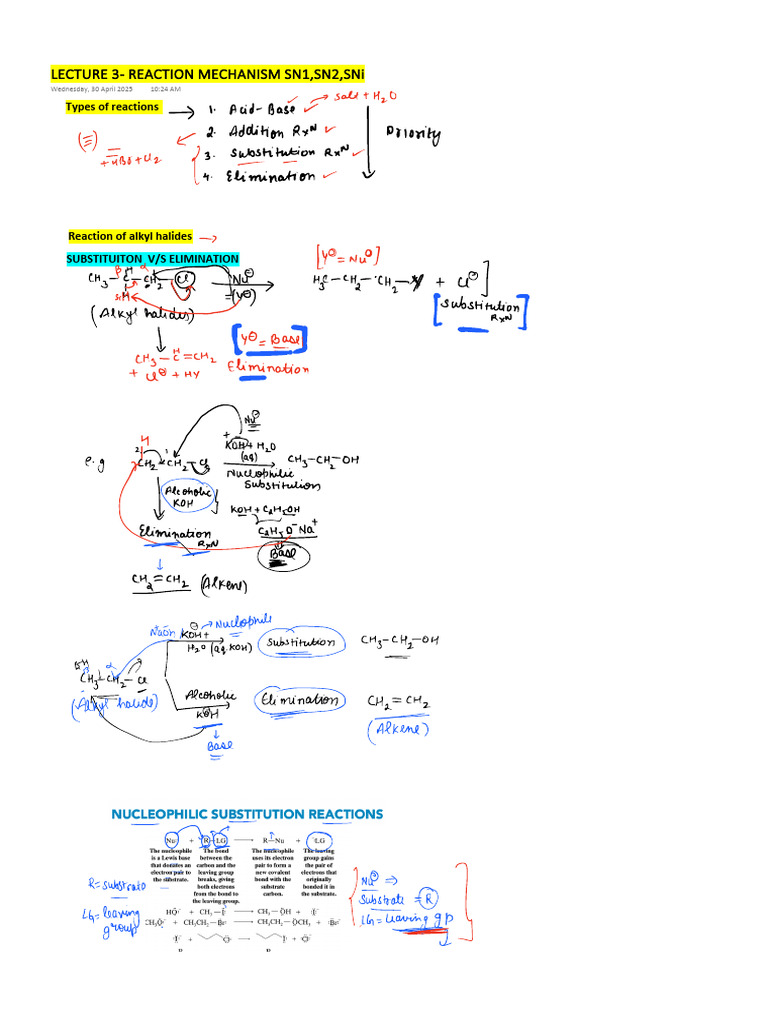 Lecture 3 - Reaction Mechanism Sn1, Sn2, Sni | PDF