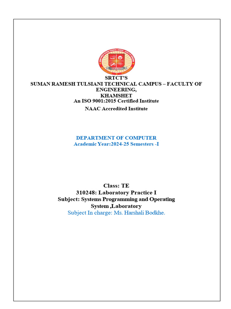FINAL SPOS LAB MANUAL LP1 | PDF | Scheduling (Computing) | Assembly Language