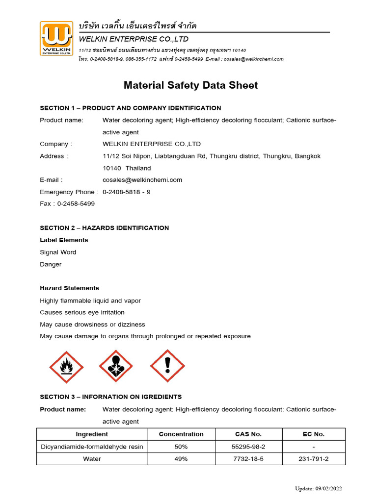 Sp Msds Oth 050 r00 สารลดสี | PDF | Personal Protective Equipment ...