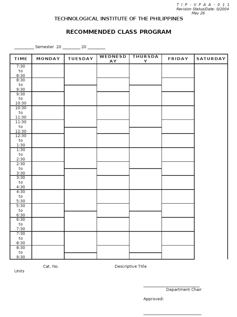 Vpaa-011 Recommended Class Program | PDF