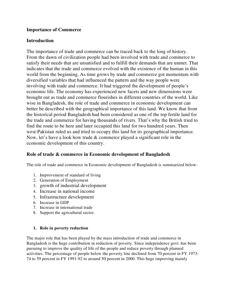 Importance of Commerce | PDF | Economic Growth | Economic Development