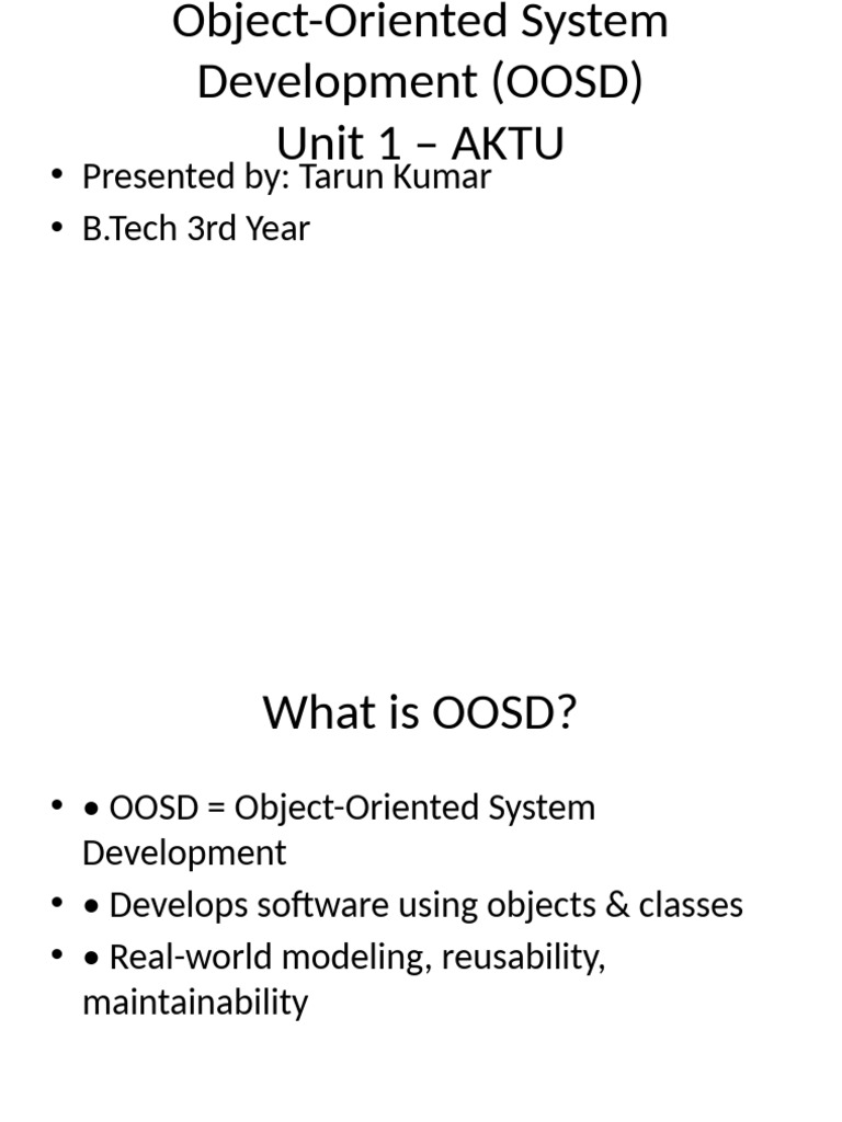 OOSD Unit1 Presentation Tarun | PDF