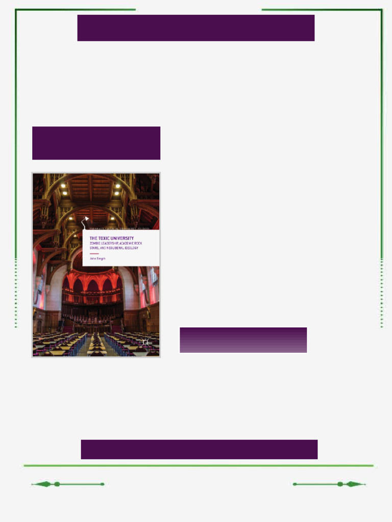 The toxic university: zombie leadership, academic rock stars and neoliberal ideology First ...