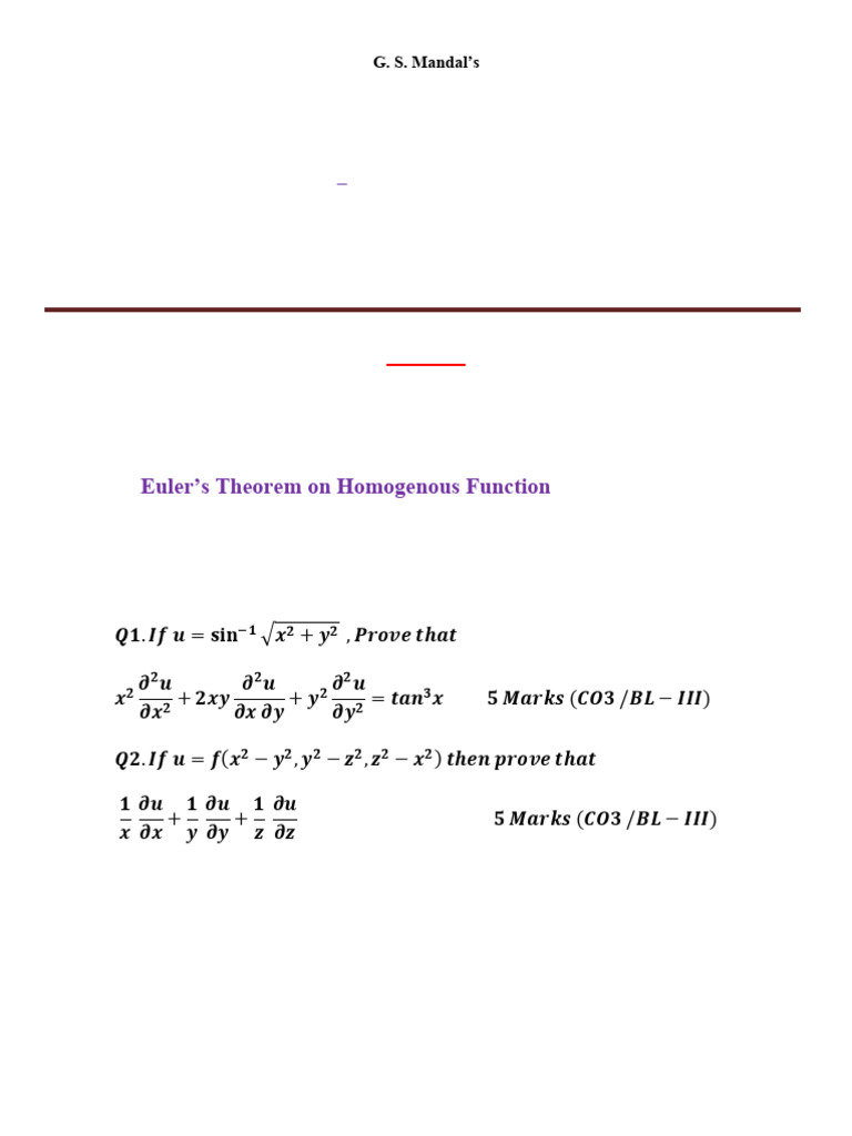 Unit-III Partial Differentiation Open Book TestI 2025-26 Part-I | PDF
