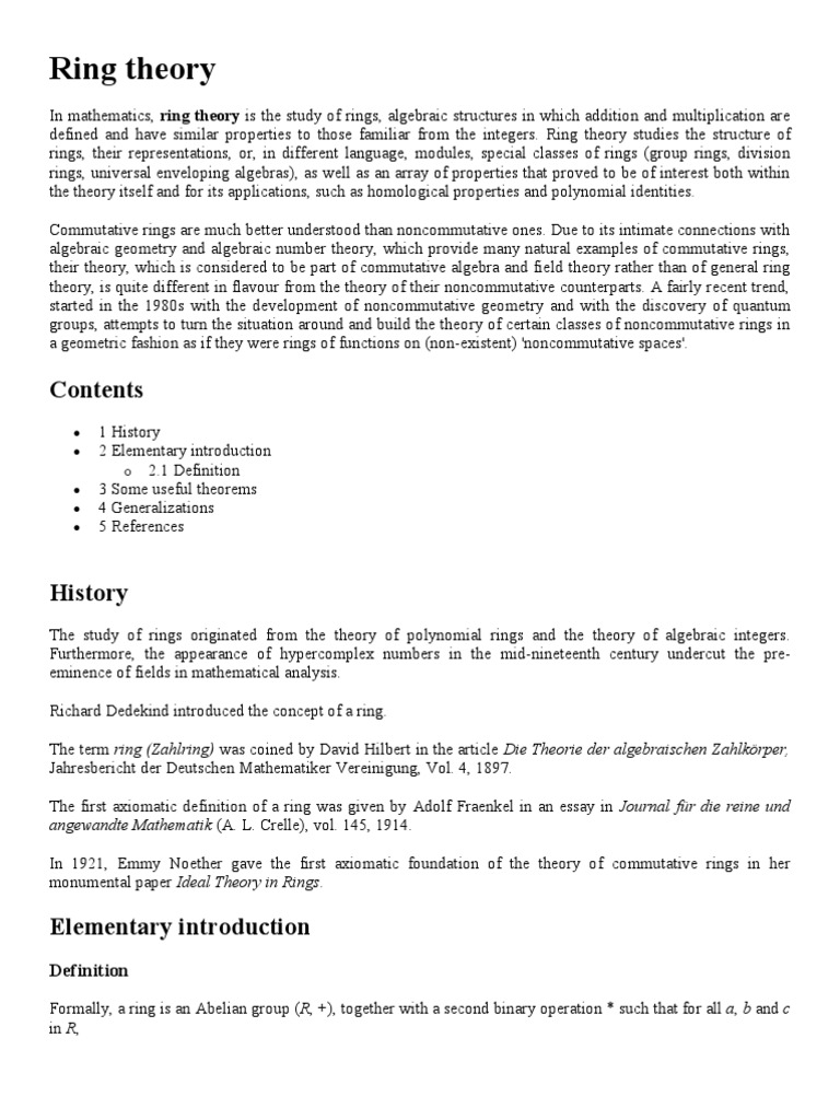 Introduction to Ring Theory | PDF