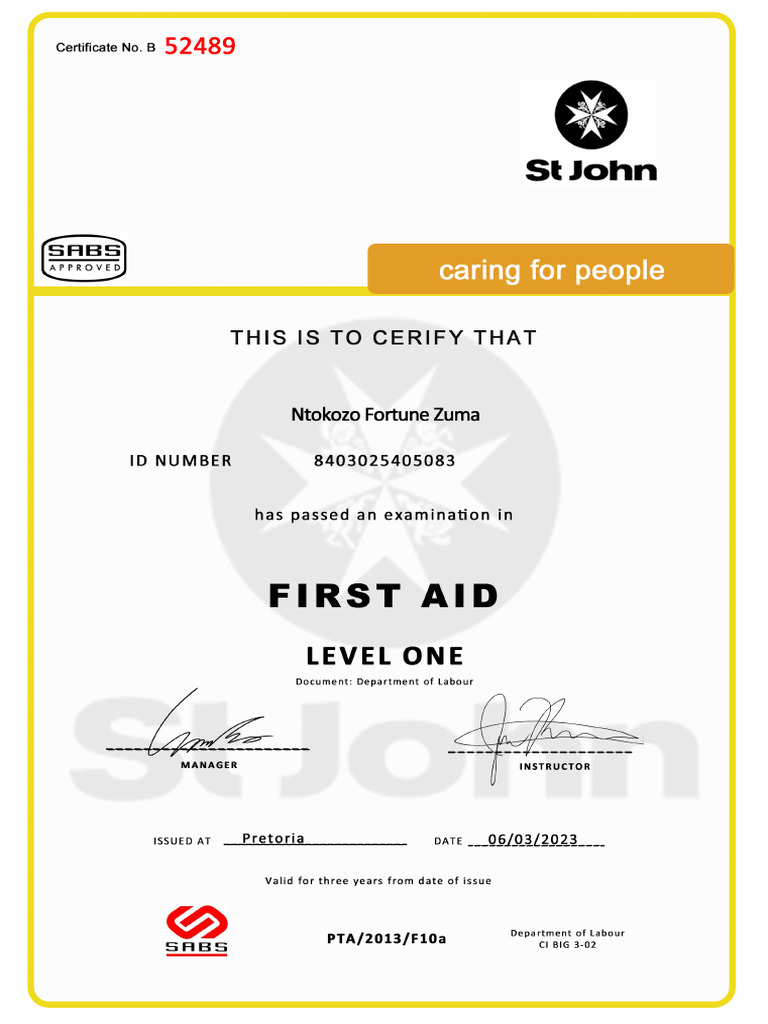 First Aid Level 1 | PDF