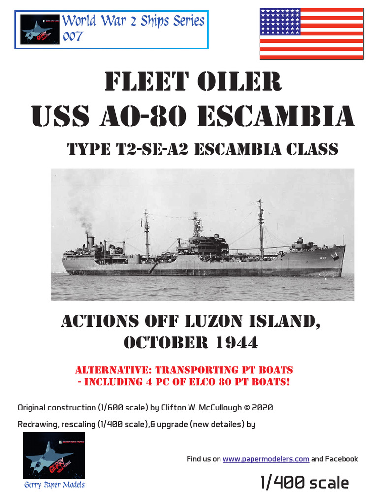 USS AO-80 Escambia Model Plans | PDF | Deck (Ship) | Stern