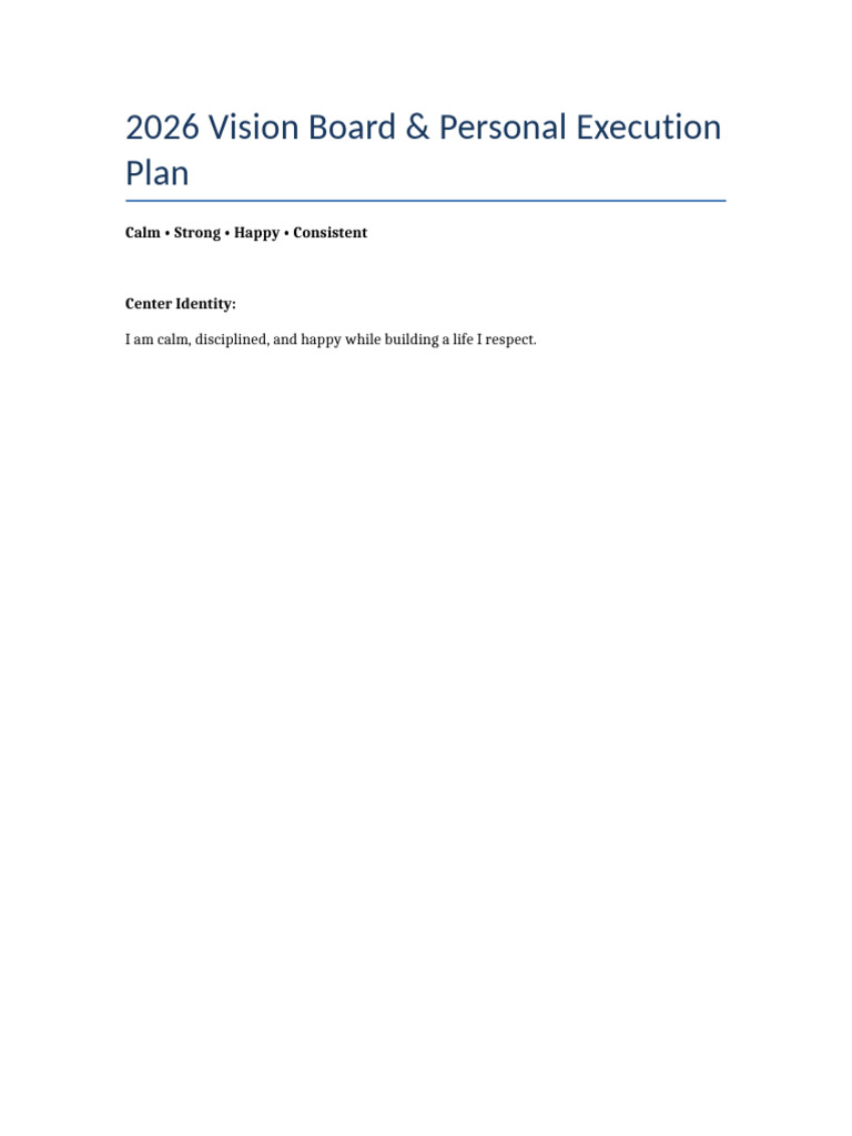 2026 Vision Board & Execution Plan | PDF | Breathing | Sleep