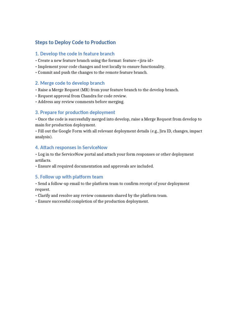 Steps to Deploy Code to Production | PDF