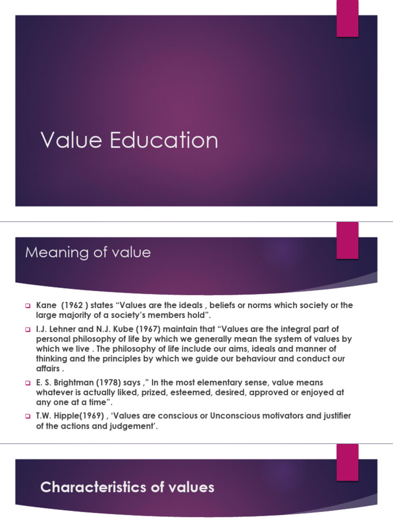 Understanding Value Education Concepts | PDF | Value (Ethics) | Learning