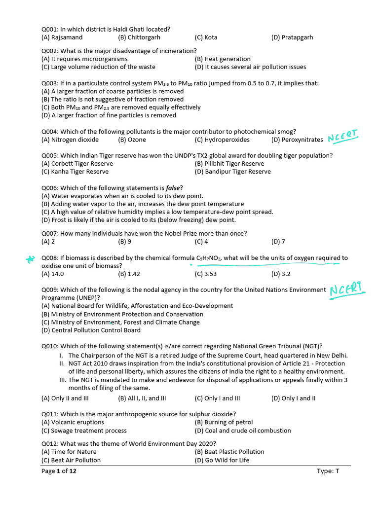 Rspcb-jso Paper Answer Key Code Jso t263 | PDF | Particulates | Waste