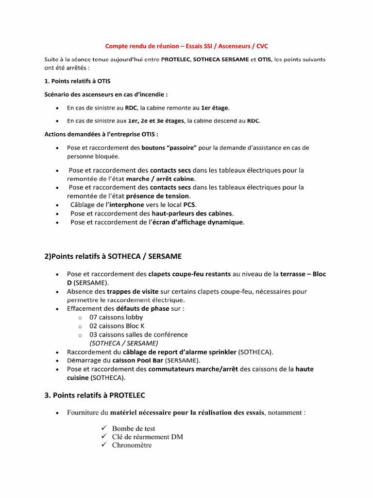 Point Reunion Mise en Point Otis | PDF
