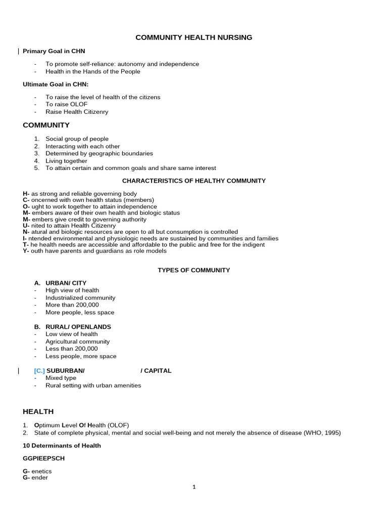 Overall CHN Handouts | PDF