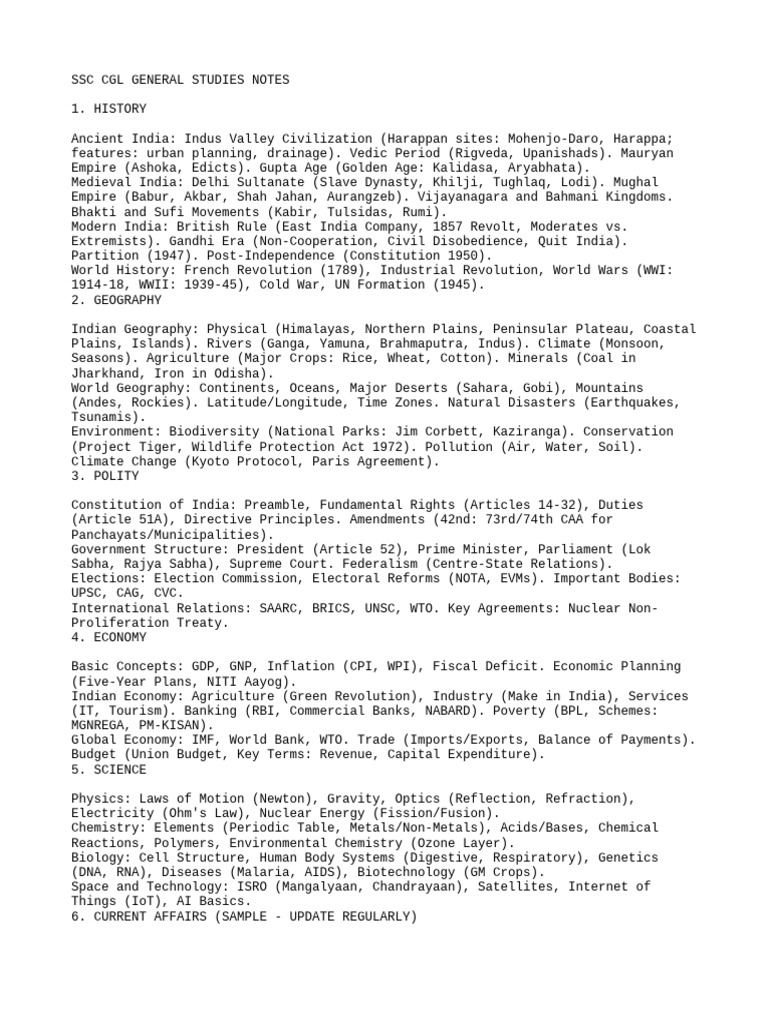 Ssc Cgl General Studies | PDF