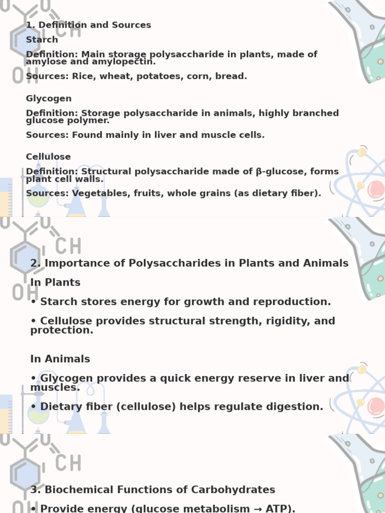 Polysaccharides: Types, Sources, and Functions | PDF