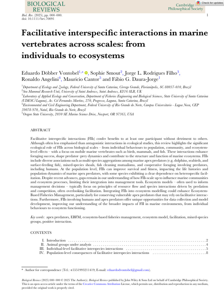 Biological Reviews - 2025 - Vontobel - Facilitative Interspecific ...