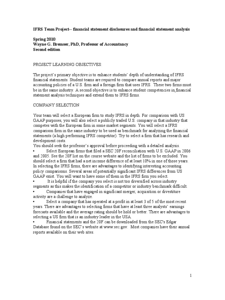 IFRS Financial Statement Analysis Project | PDF | International ...