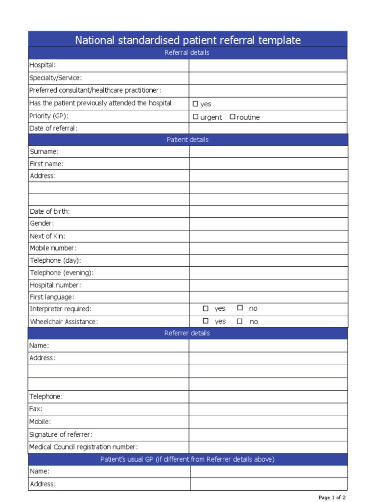 GP Referral Template for Patient Care | PDF