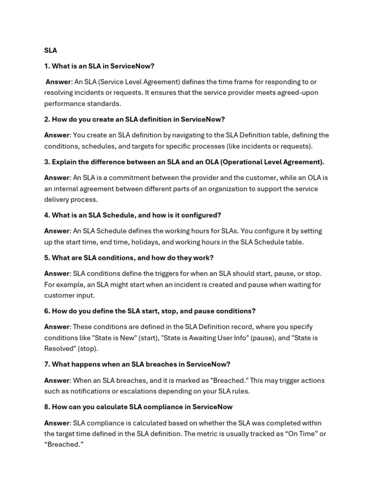 Snow Interview Questions V2 | PDF | Service Level Agreement | Client ...