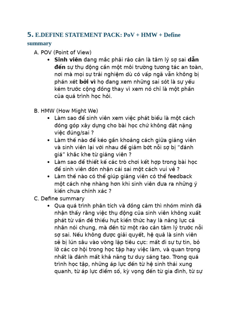 e.define Statement Pack | PDF