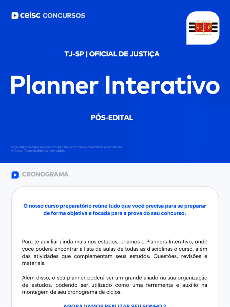 Planner Interativo Pós-Edital _ TJ-SP Oficial de Justiça | PDF