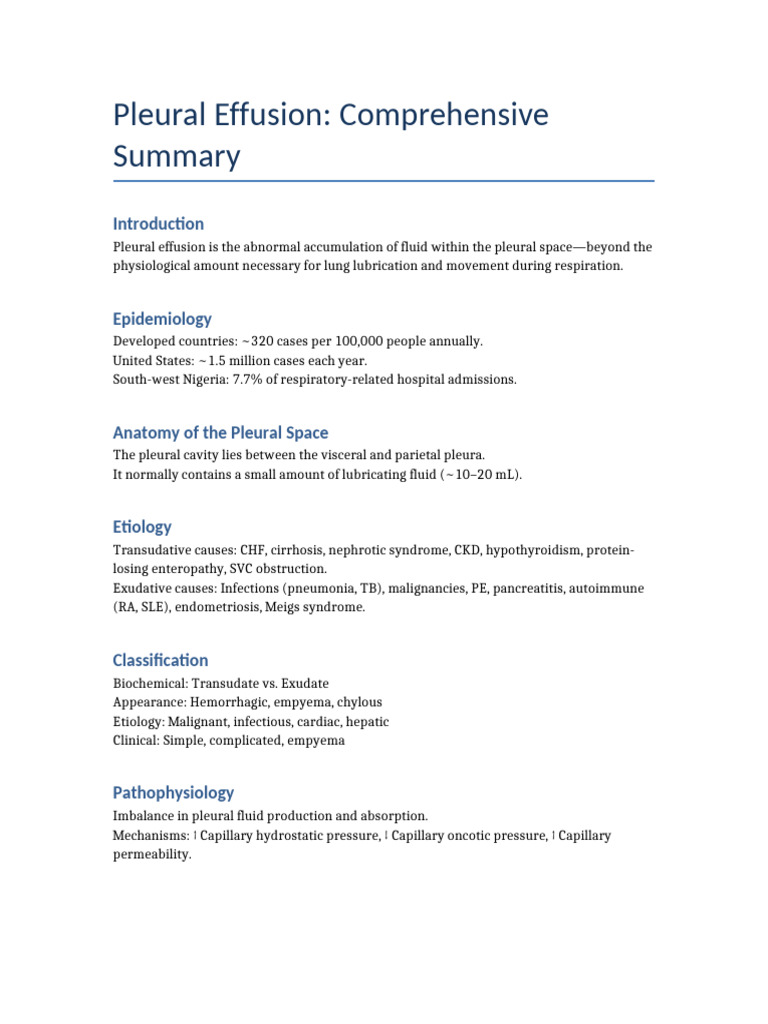 Understanding Pleural Effusion Causes & Management | PDF | Diseases And ...