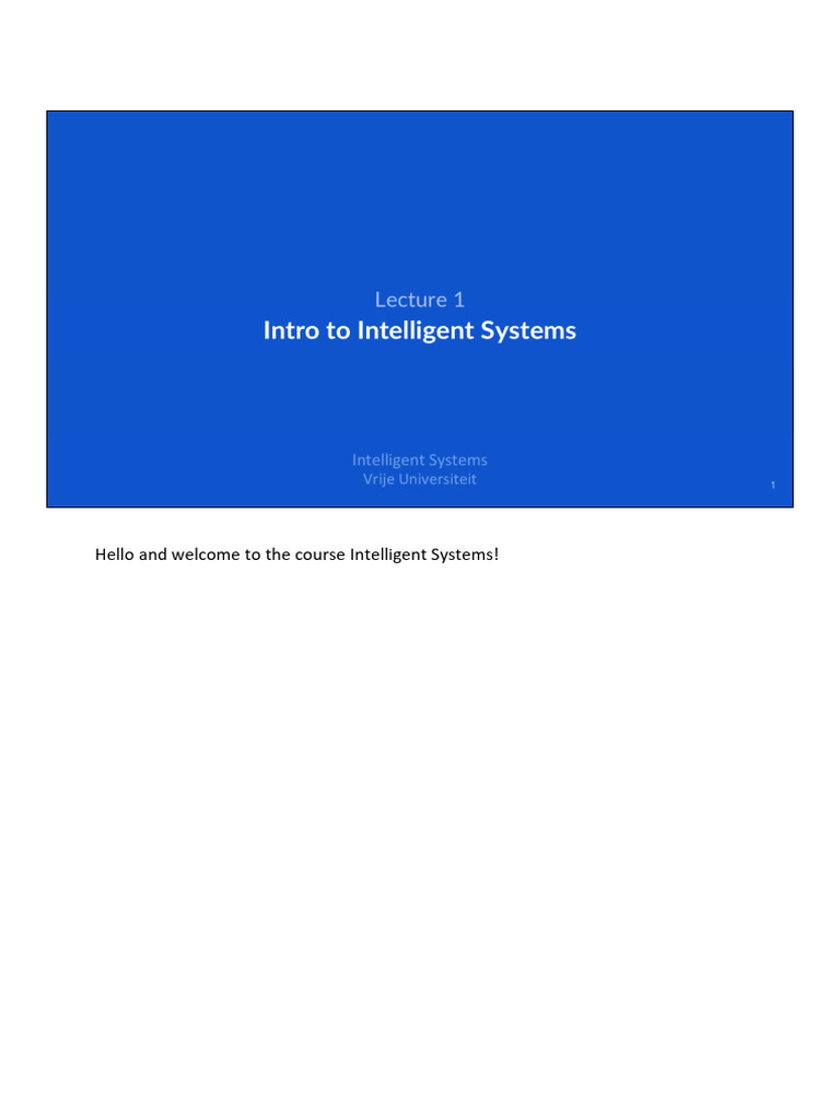Intelligent Systems Course Overview | PDF | Artificial Intelligence ...