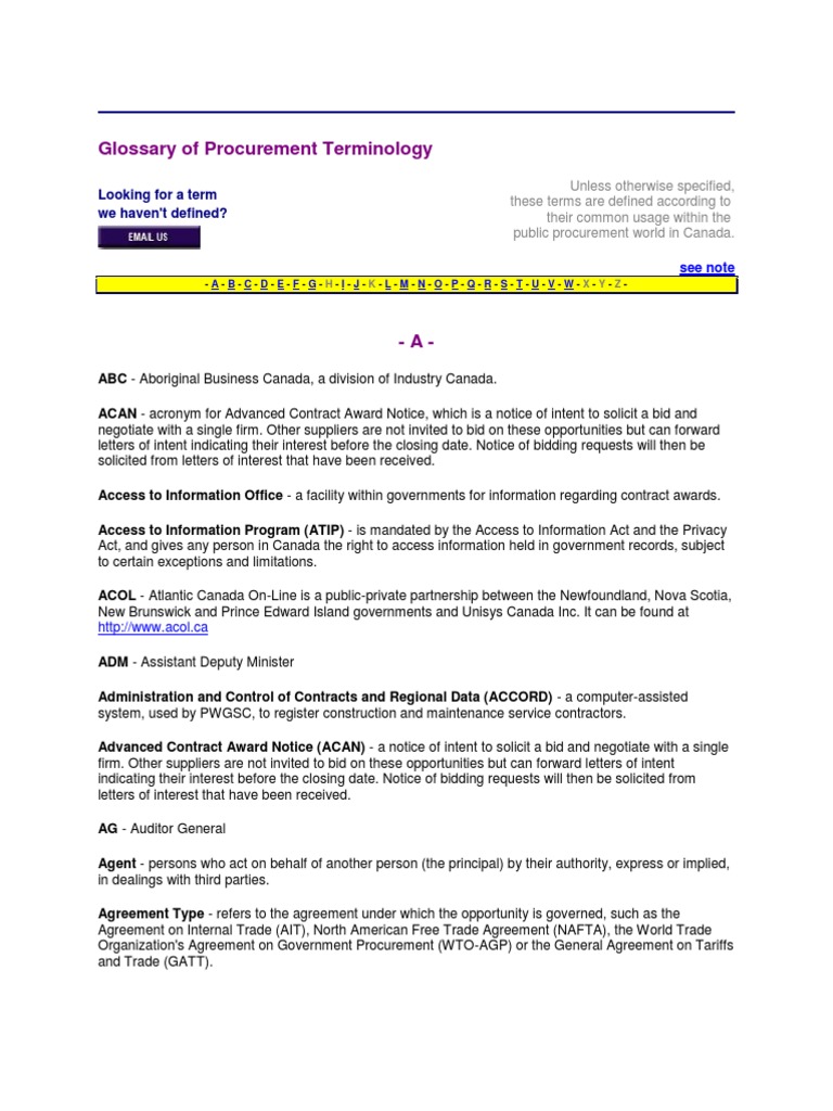 Glossary of Procurement Terminology | Request For Proposal | Procurement