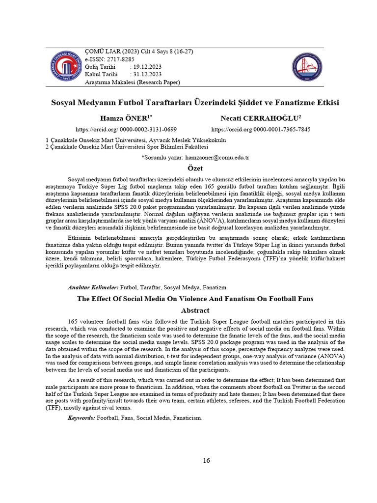 The Effect of Social Media on Violence and Fanaticism on Football Fans ...