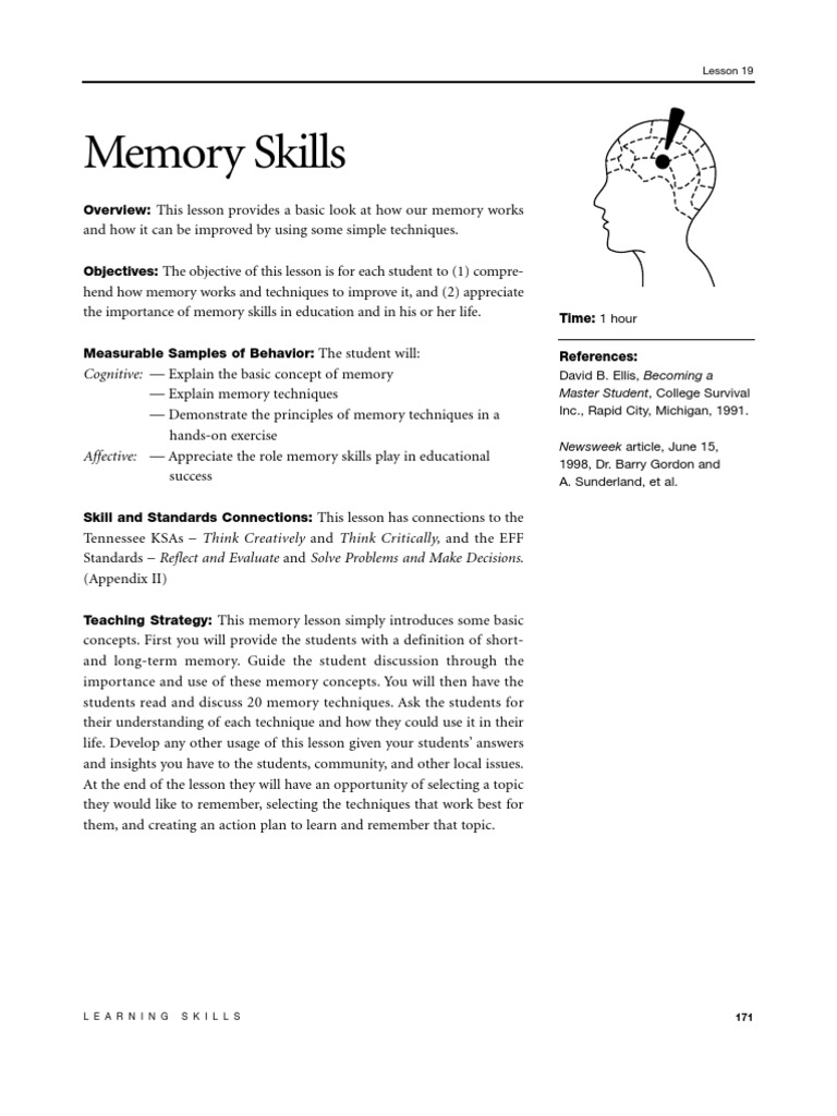 Memory Skills (14 Page) | PDF | Recall (Memory) | Memory