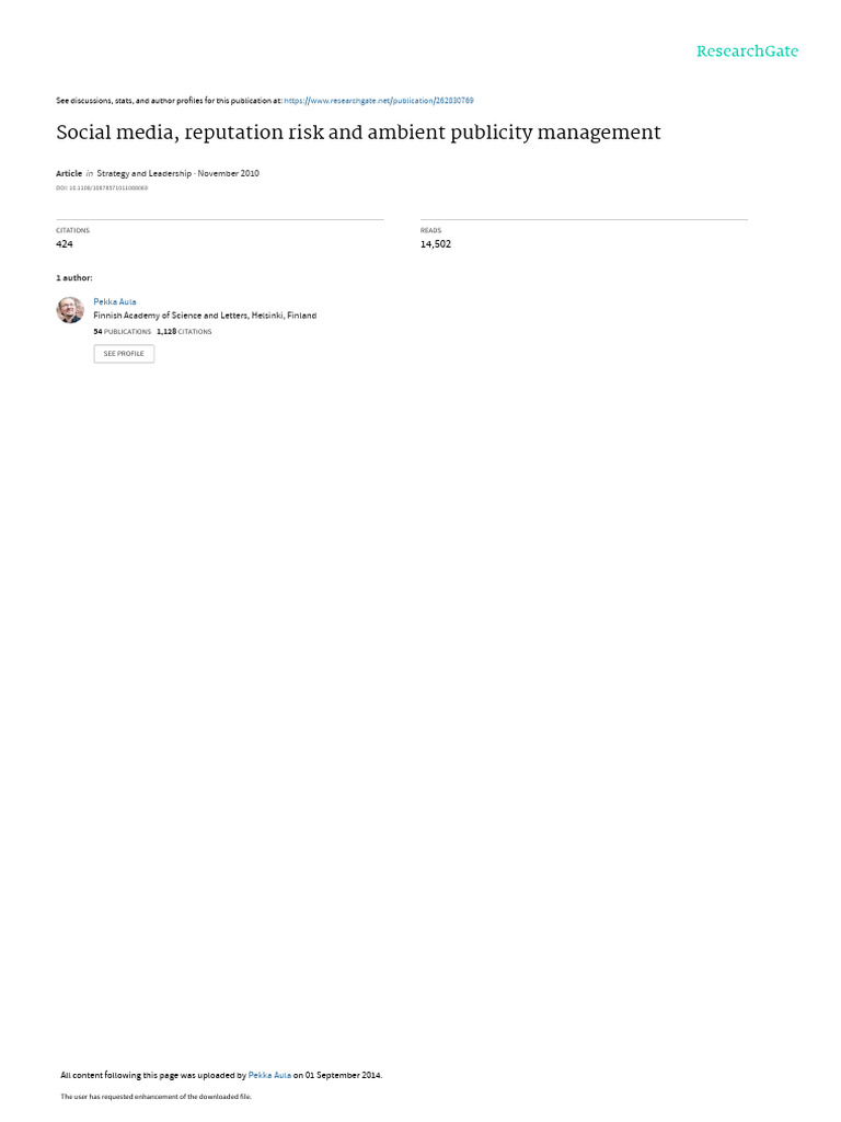 Social Media Reputation Risk Management | PDF | Reputation | Social Media
