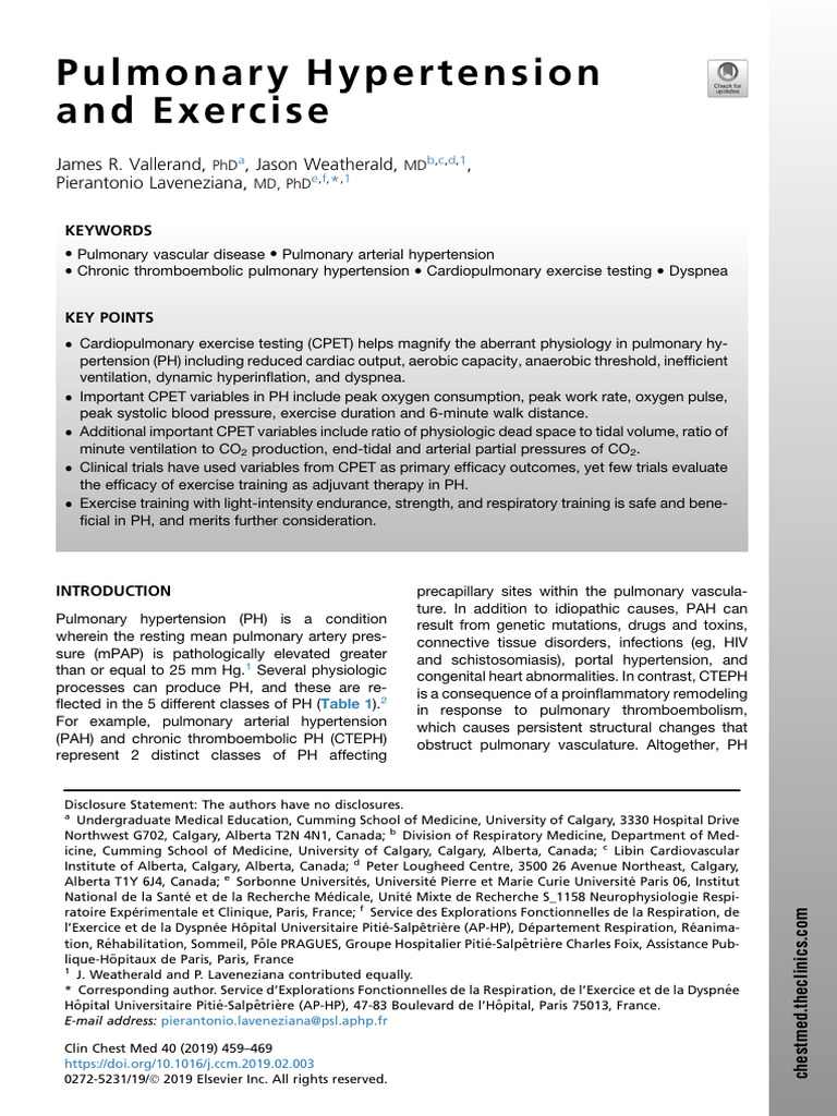 Pulmonary Hypertension and Exercise Testing | PDF | Heart | Hypertension