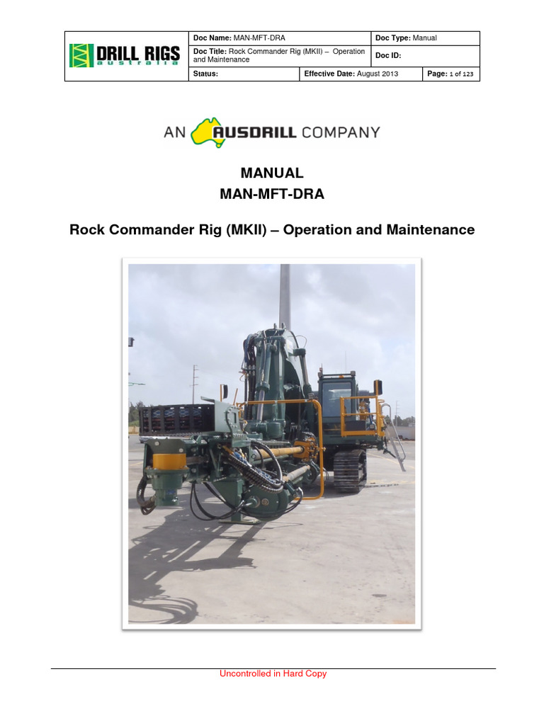 Rock Commander Rig (MKII) Operation and Maintenance - Aug 2013 | PDF ...