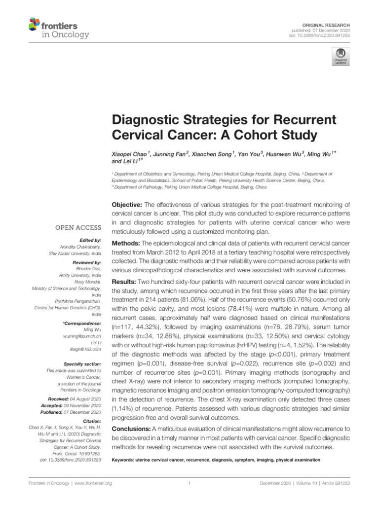 Diagnosis Stratergies for Recurrent Cervical Cancer | PDF | Cervical ...