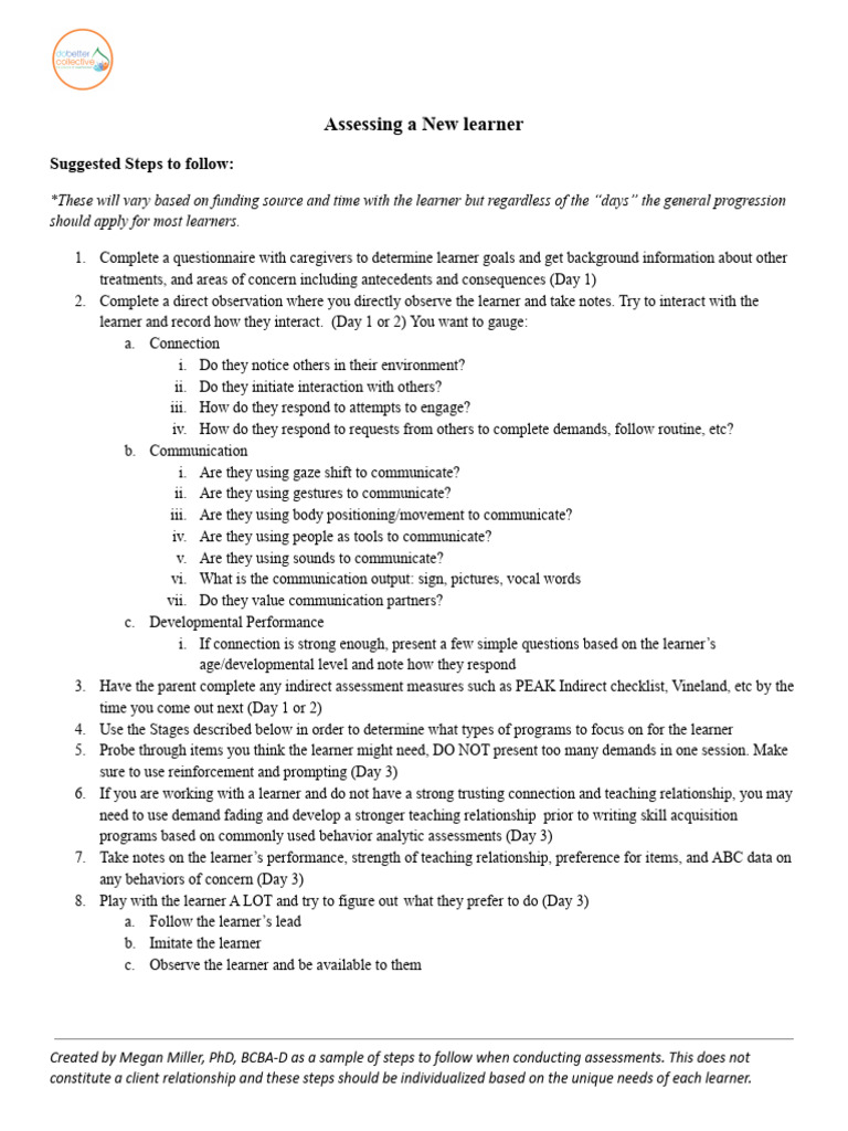 Sample Assessment Guidelines | PDF | Learning | Autism