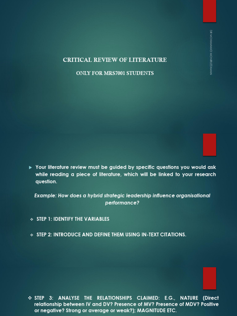 Critical Review of Literature For MRS7001 - 251021 - 173133 | PDF ...
