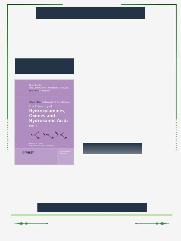 The Chemistry of Hydroxylamines Oximes and Hydroxamic Acids in 2 part ...