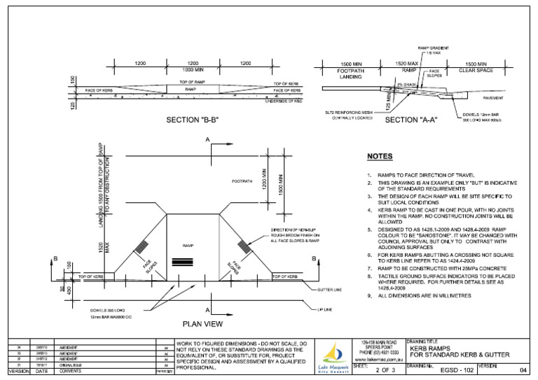 Standard Drawing EGSD 102 Roadway Standard Details Kerb Ramps for ...
