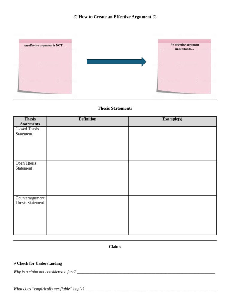 How to Create an Effective Argument_Student Notes (1) | PDF