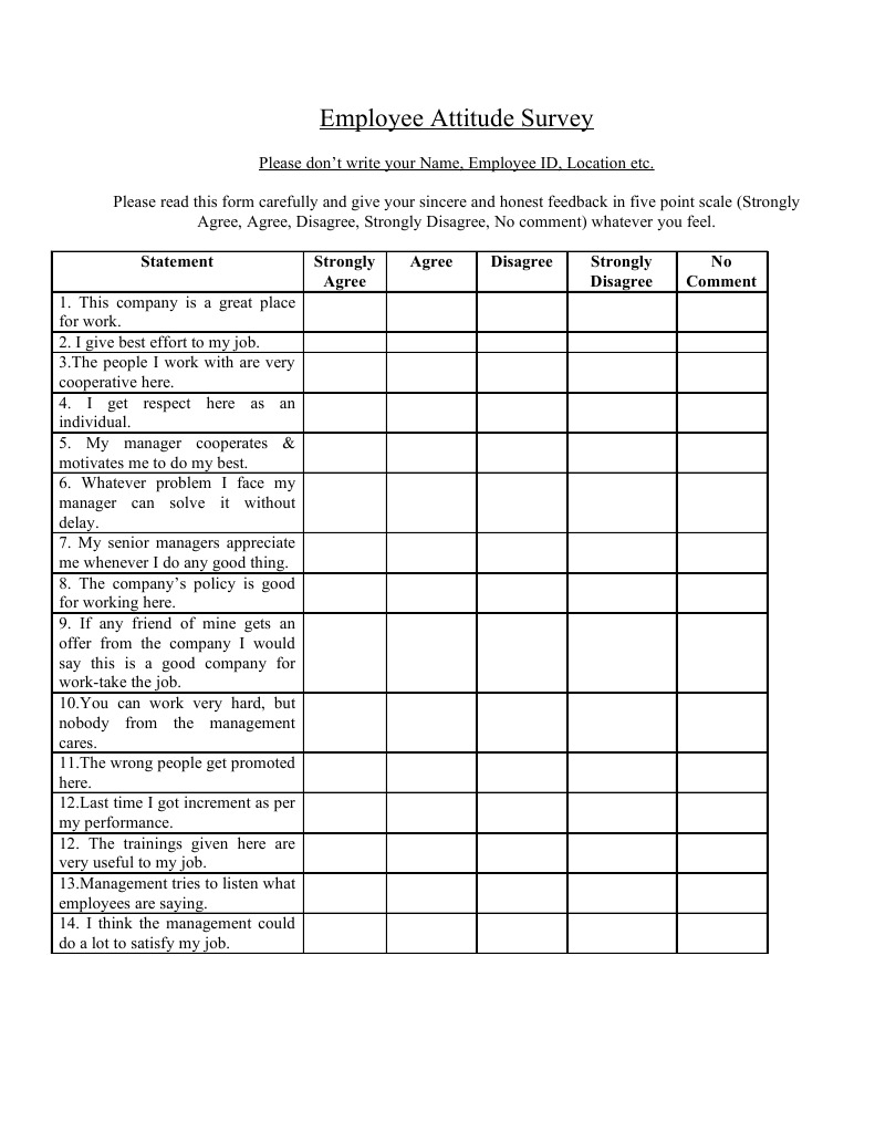 Employee Attitude Survey Template | PDF