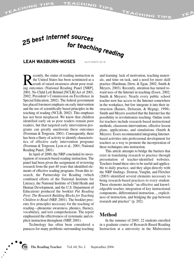 Top Online Resources for Reading Instruction | PDF | Phonics | Reading ...