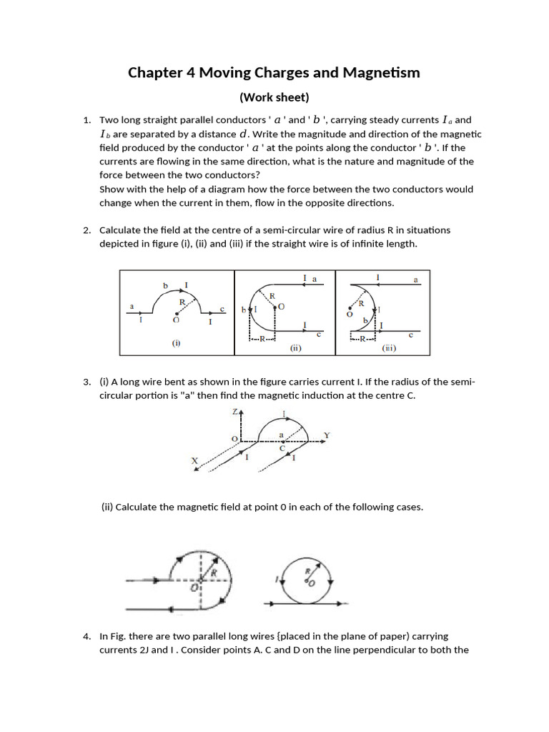 CHENNAI PUBLIC SCHOOLMOVING CHARGES AND MAGNETISM WORKSHEET | PDF ...