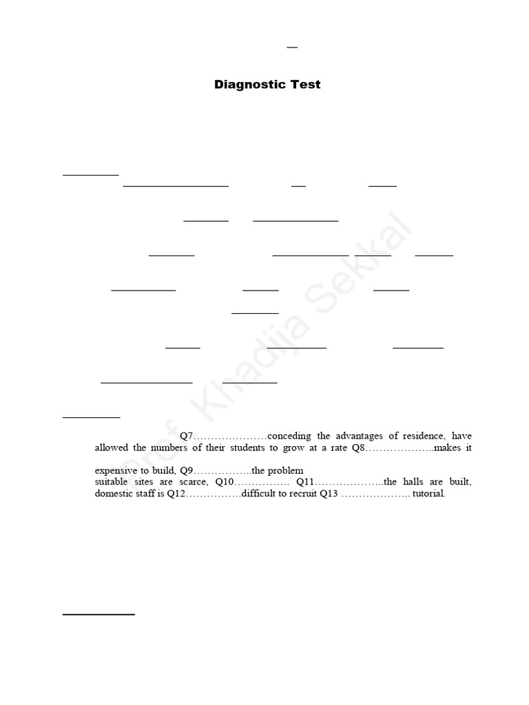 Diagnostic Test for Paragraph Writing Skills | PDF | Subject (Grammar ...