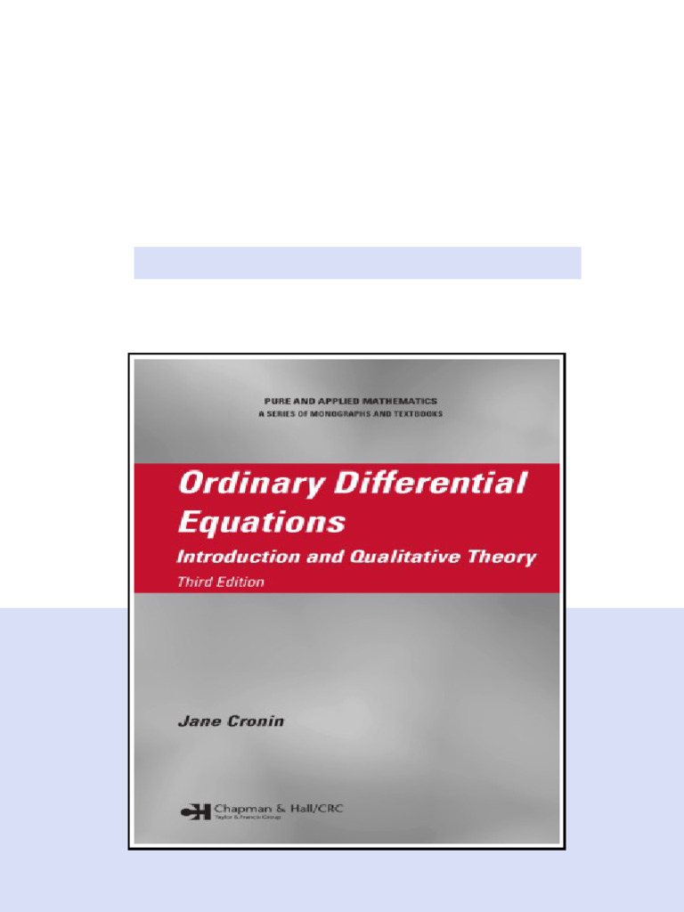Ordinary Differential Equations Introduction And Qualitative Theory 3rd ...