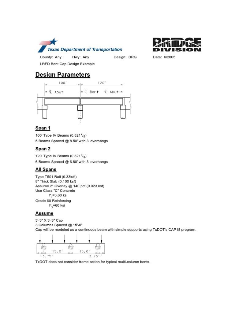 TxDOT LRFD Bent Cap Design | PDF | Structural Load | Strength Of Materials