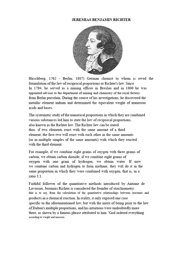 Jeremias Benjamin Richter | PDF | Chemical Elements | Chemistry