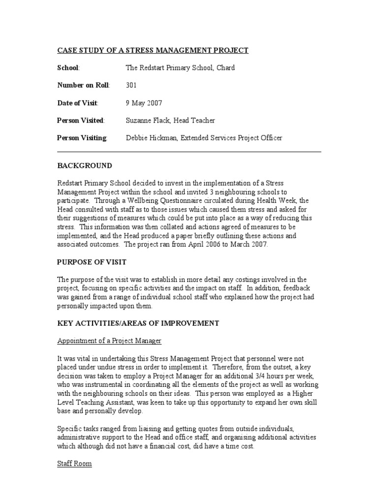 Stress Management Project | PDF | Stress Management | Money