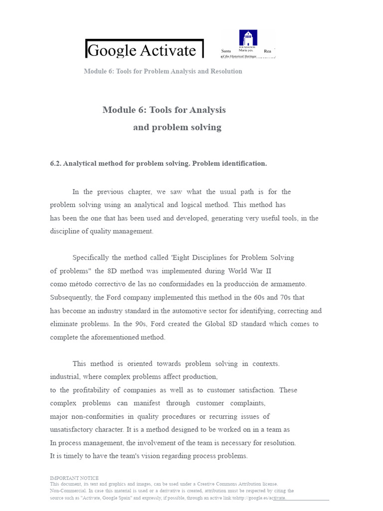 6.2. Analytical Method For Problem Solving. Problem Identification. | PDF
