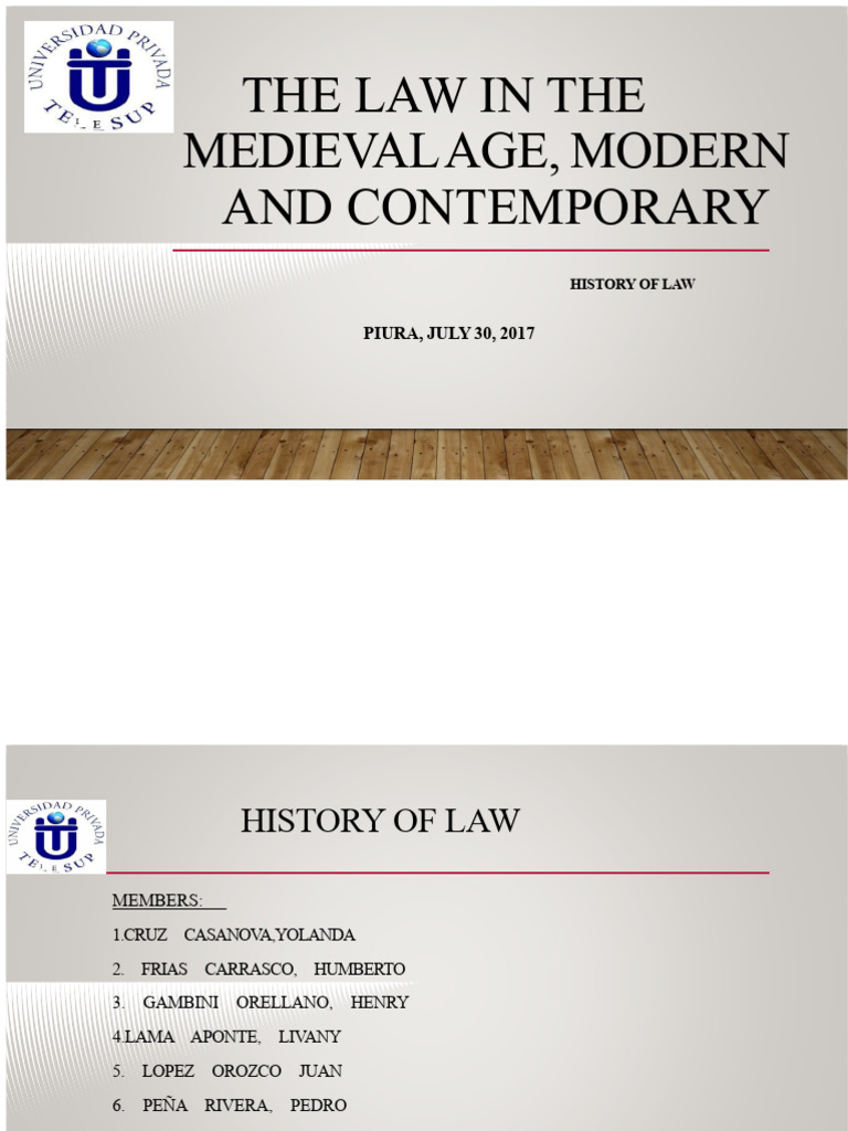 Law in the Middle Ages, Modern Contemporary - History of Law | PDF ...