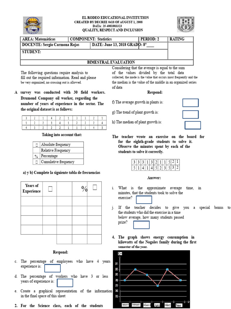 Eighth Grade Statistics Evaluation Guide | PDF | Median | Mode (Statistics)